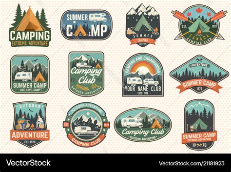 Set Of Summer Camp Badges Concept For Royalty Free Vector