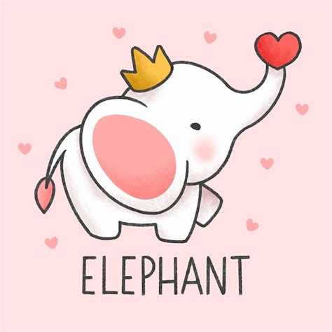 Premium Vector Cute Elephant Cartoon Hand Drawn Style