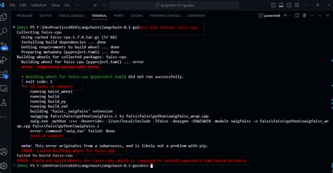 windows error installing faiss cpu with pip swig exe command failed