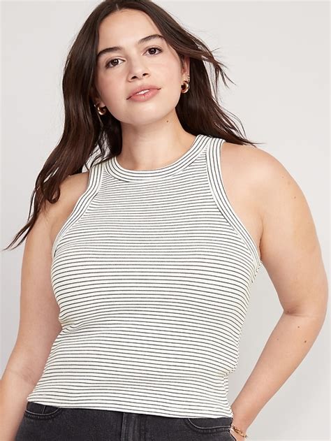 Striped Rib Knit Crop Tank Top Old Navy
