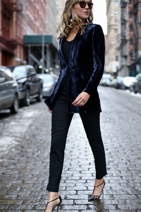 Updated Pants Suit Navy Velvet Blazer Memorandum Velvet Blazer