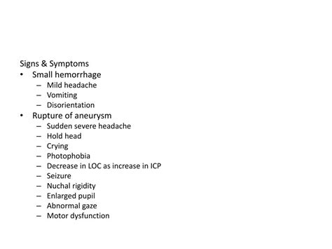 Ppt Cerebral Aneurysm And Subarachnoid Hemorrhage Powerpoint