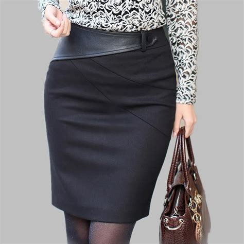 Autumn Skirts 2016 Women High Waist Pencil Skirt Woolen Midi Skirt Plus