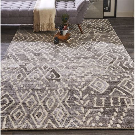 geometric wool viscose taupe gray area rug and reviews