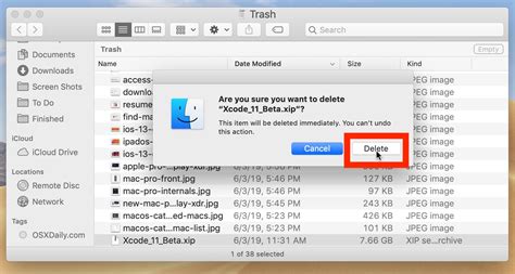 how to delete a single file from trash on mac