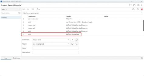 manual entry of commands in selenium ide opsramp documentation