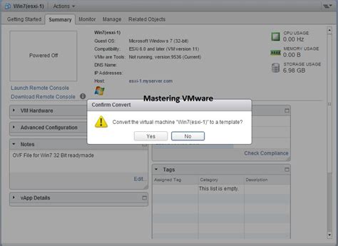convert virtual machine into template mastering vmware