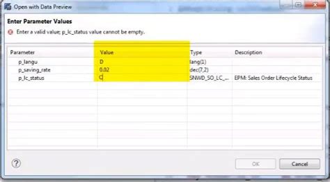 create abap cds views with input parameters on hana