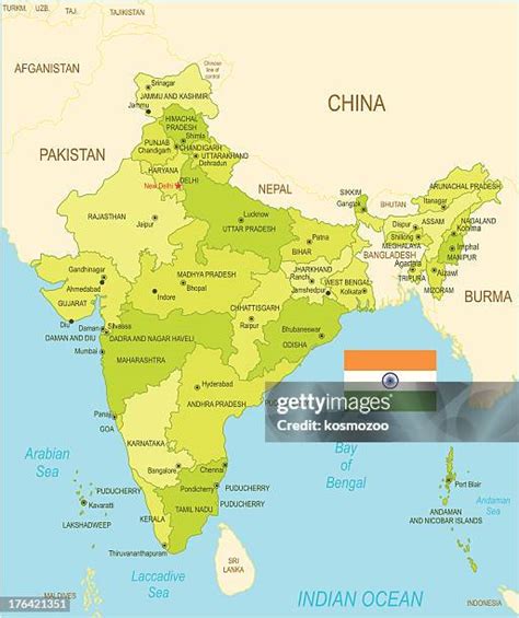 Political Map Of India High Res Illustrations Getty Images