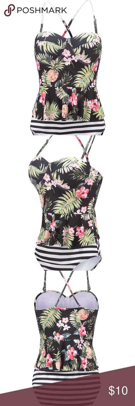 🖤nwt Peplum Floral Tankini Top