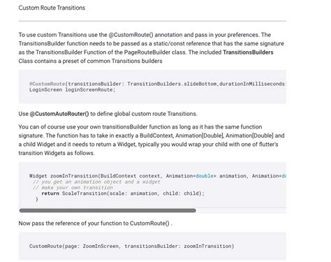 dart flutter adding custom transition with autoroute stack overflow