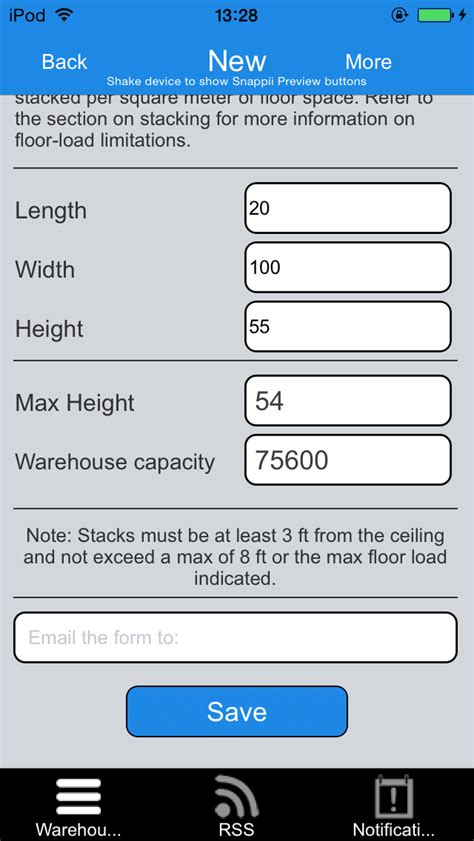 warehouse space calculator app