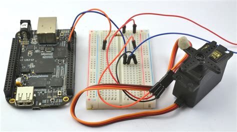 the python console controlling a servo with a beaglebone