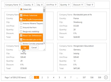 header filter devexpress end user documentation