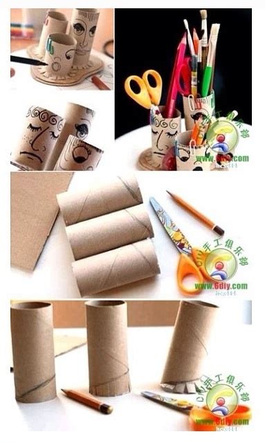Containers From Toilet Papers Rolls Diy Pencil Holder Paper Crafts