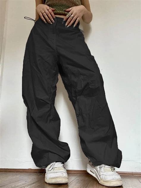 Y2k Parachute Pants White Cargo Pants Women Wide Leg Etsy