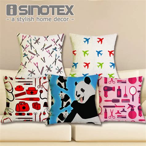 Panda Sugar Skull Printed Cushion Cover 43x43cm Linen Decorative