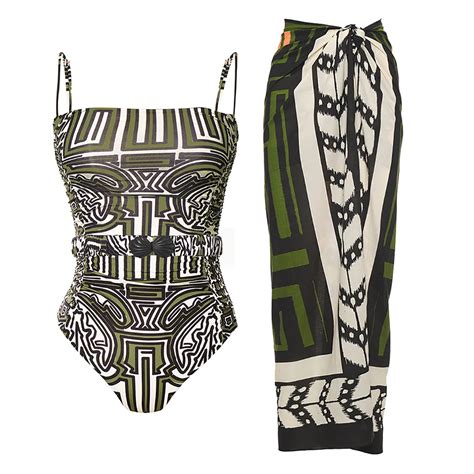 Printed Sling One Piece Micro Bikini Sexy Slim Pool Swimsuit And