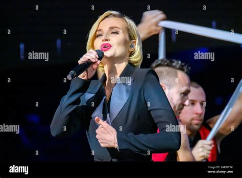 Famous Russian Singer Polina Gagarina Sings In Front Of Participants In