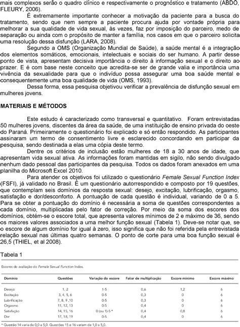 AvaliaÇÃo Da DisfunÇÃo Sexual Feminina Em Mulheres Jovens Pdf Free