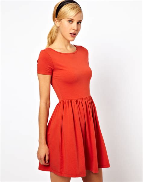 Pretties Closet Asos Skater Dress With Slash Neck And Short Sleeves