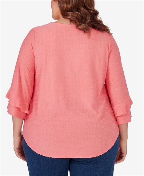 Ruby Rd Plus Size Swiss Dot Textured Solid Party Top Macys