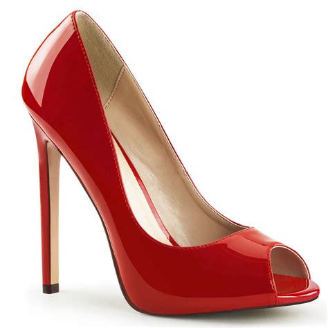 Sexy 42 Pleaser High Heels Peep Toe Platform Pump Red Patent Schuh