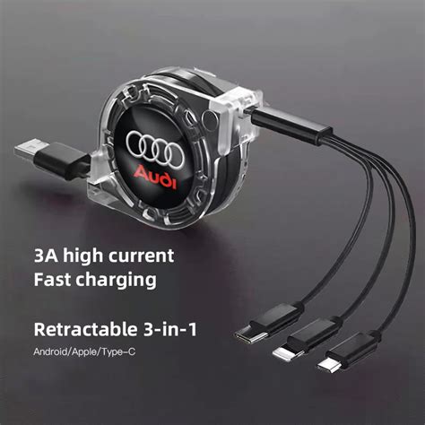 3 In 1 Micro Usb Type C Charging Cable Multi Charger For Audi A1 A2 A3 