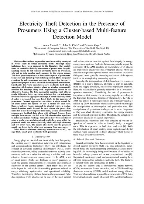 Pdf Electricity Theft Detection In The Presence Of Prosumers Using A