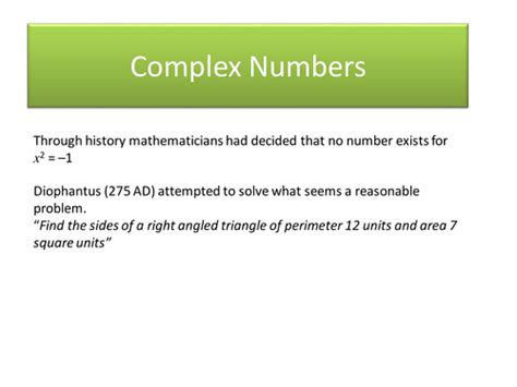 introduction to complex numbers teaching resources