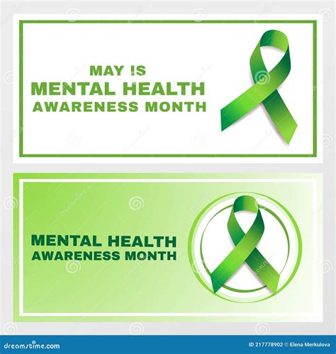 Mental Health Awareness Month Concept Set Of Two Themed Vector Banner