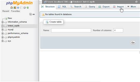 importing databases and tables with phpmyadmin liquid web
