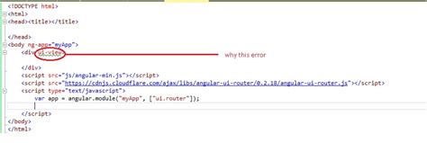 angularjs cannot use ui router shows error for ui view ui sref