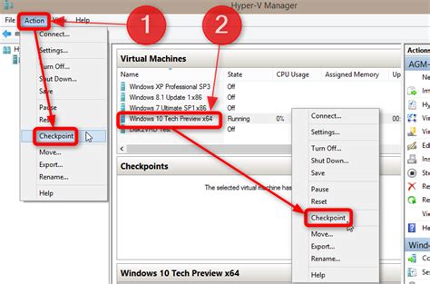 create and use hyper v checkpoints in windows 10 tutorials