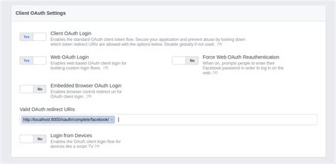 valid oauth redirect uris for facebook django social auth stack