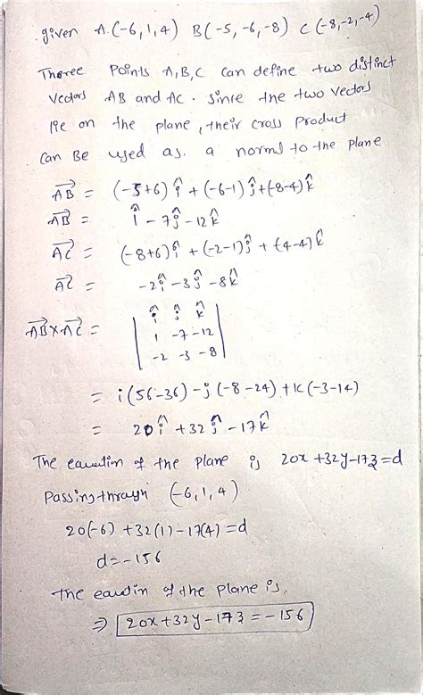 [solved] Find The Cartesian Plane Equation For The Plane Defined By