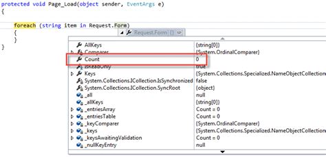 request form is empty when posting to aspx page