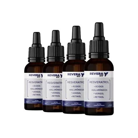 4x Reveravit Americano Resveratrol Ácido Hialurônico Verisol Sabor Sem