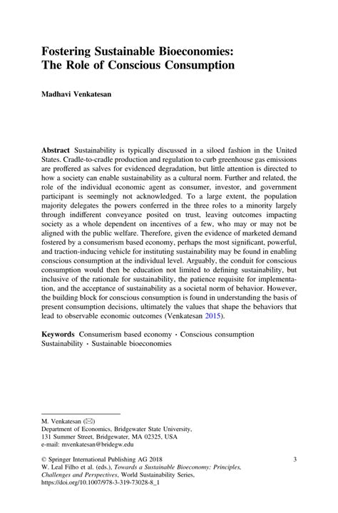 Pdf Fostering Sustainable Bioeconomies The Role Of Conscious Consumption
