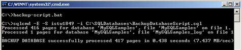 create sql server database backup with backup database and sqlcmd utility