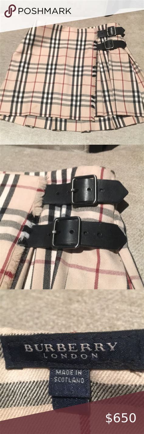 Burberry Plaid Mini Skirt With Leather Buckles Plaid Mini Skirt
