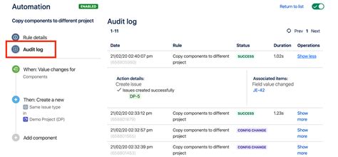 view execution data for a rule cloud automation cloud atlassian support