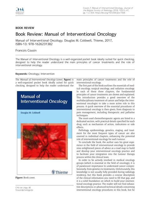 Pdf Manual Of Interventional Oncology