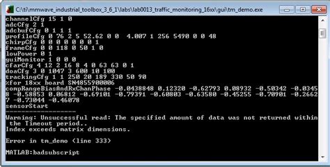 ccs iwr1642boost i am getting error error in tm demo sensors