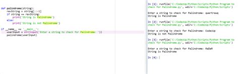 python program to check for palindrome or not codez up