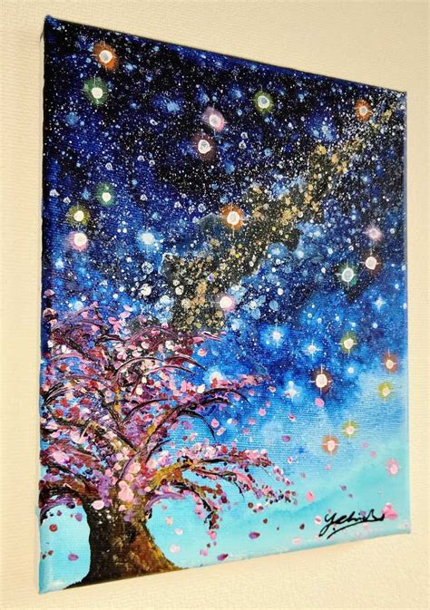 Yahoo オークション 新藤淑子 原画【夜桜】1点物 真作 キャンバスf