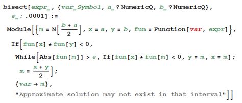 equation solving implement the bisection algorithm elegantly and