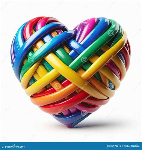Colorful Interwoven Heart Sculpture With Rainbow Colors Stock