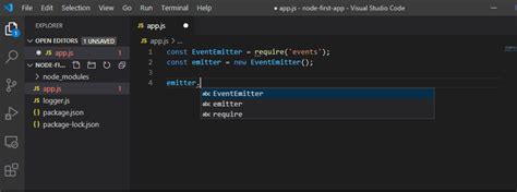node js problems with code node autocomplete in vsc