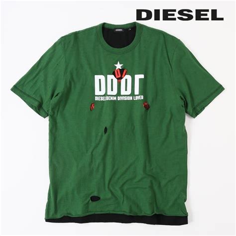 ディーゼル Diesel 半袖tシャツ カットソー メンズ デストロイダメージ加工 レイヤードデザイン コットン T Just Lay